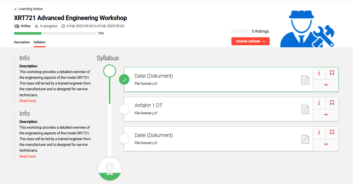 Activating or Deactivating the Learning Progress Display